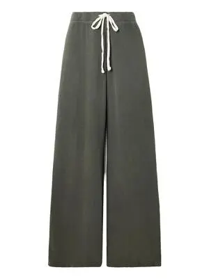 JAMES PERSE Cotton-terry Wide-leg Track Pants - Green