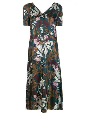 Max Mara Floral-print Silk Midi Dress - Blue