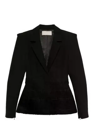 Elie Saab Macramé Peplum Blazer - Black