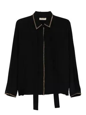Elie Saab Stud-embellished Silk Shirt - Black