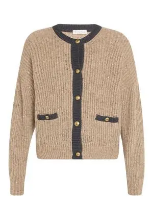 Brunello Cucinelli Wool-mohair Paillette Bicolor Cardigan - Brown