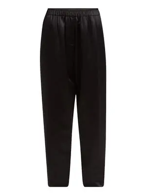 Giorgio Armani Pull-On Silk Trousers Solid Black