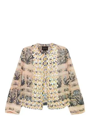 BIYAN Embellished Printed Cropped Jacket