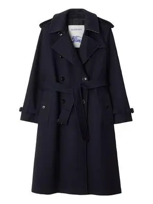 Burberry The Kensington Belted Cashmere-wool Trench Coat - Navy