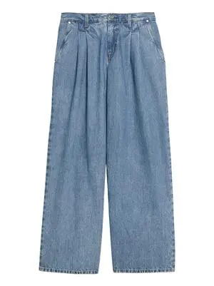 Helmut Lang Double Pleated Wide Leg Jeans - Blue