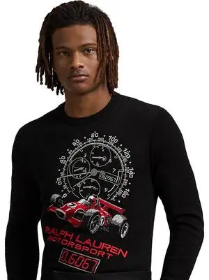 Ralph Lauren Intarsia-knit Race Car Cotton Sweater - Black Combo