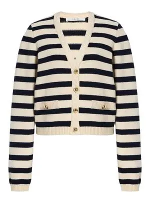 FRAME Striped Cotton-Blend Cardigan