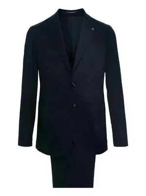 Tagliatore Seersucker-texture Single-breasted Suit - Blue