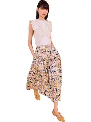 Ulla Johnson Rosen Tie Waist Midi Skirt - Magnolia