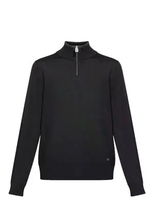 Paul Smith Zip-up High Collar Sweater - Black