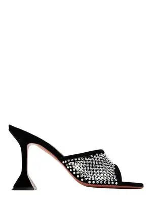 Amina Muaddi Crystal-embellished Mule Heels - Black