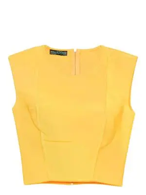 HERVE L. LEROUX Jewel-neck Cropped Top - Yellow