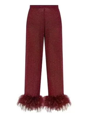 Oseree Plumage Feather-trim Trousers - Red