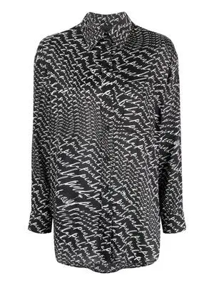 PINKO Logo-Print Spread-Collar Shirt