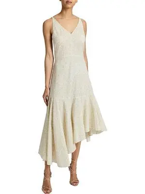 Santorelli Davin Sleeveless Asymmetric Fit And Flare Midi Dress - Feather