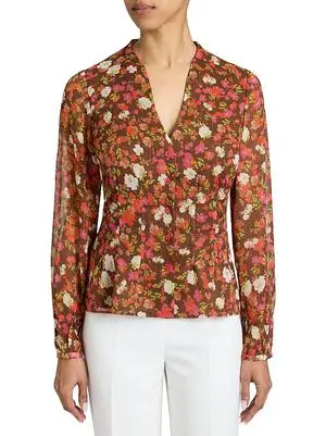 Santorelli Winnie Long Sleeve Buttoned Floral Blouse - Coconut Multi