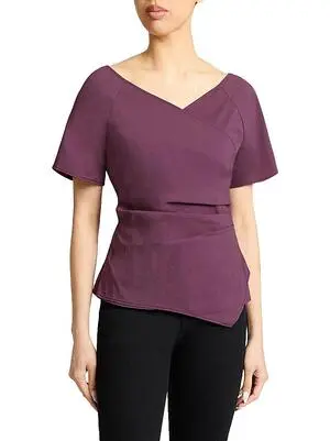 Santorelli Murphy Short Sleeve Wrap Top - Cherry Cola
