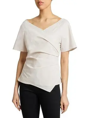 Santorelli Murphy Short Sleeve Wrap Top - Powder