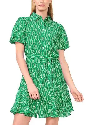 CECE DUPRAZ Flowy Shirt Dress With Waist Tie - Kelly Green