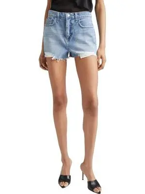 L'Agence Clark High-waist Denim Cutoff Shorts - Galveston Destruct
