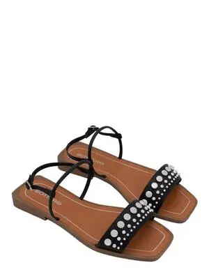 BOTTERO Studded Square-toe Sandal - Preto