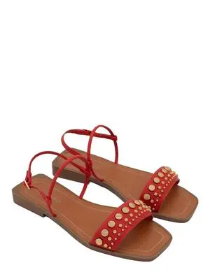 BOTTERO Studded Square-toe Sandal - Vermelho