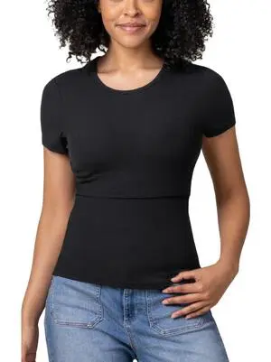 KINDRED BRAVELY Ribbed Crewneck Nursing T-shirt - Black