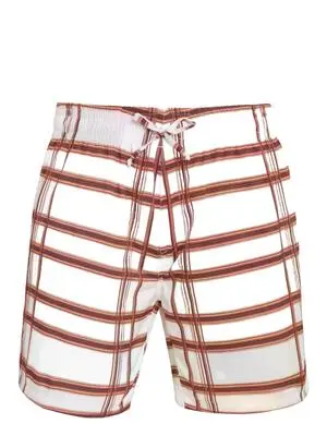 AMIR SLAMA Checked Drawstring Swim Shorts - White