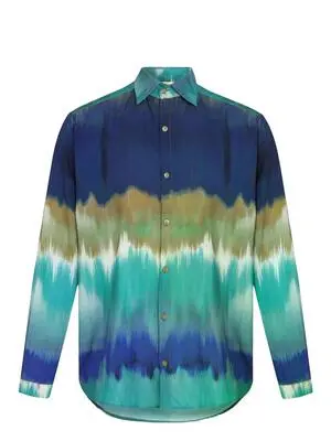 AMIR SLAMA Tie Dye-print Button-up Shirt - Blue