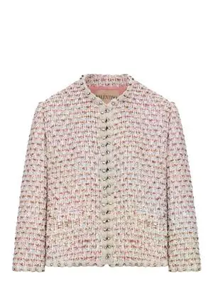 Valentino Garavani Ribbon Embroidered Tweed Jacket - Pink