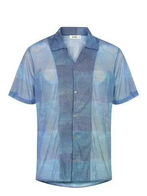 AMIR SLAMA Check-pattern Short-sleeve Shirt - Blue
