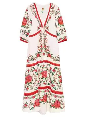 Farm Rio Floral-jacquard Maxi Dress - Pink