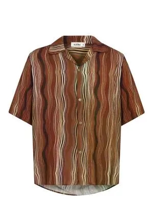 AMIR SLAMA Wave-pattern Short-sleeved Shirt - Brown