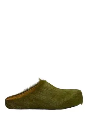 Marni Leather Slides - Green