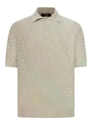 Fendi Ff-motif Cotton Polo Shirt - Neutrals