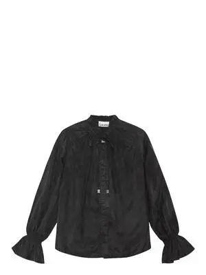 GANNI Ruffled-collar Blouse - Black