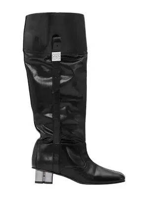 GANNI Slouchy Leather Knee-high Boots - Black