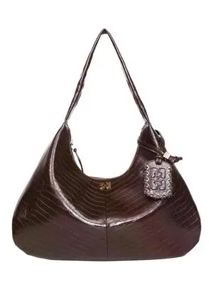 GANNI Embossed Shoulder Bag - Brown