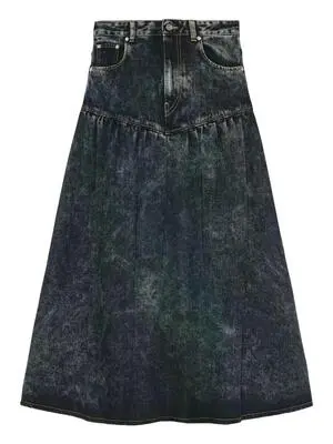GANNI Gathered-detail Denim Skirt - Blue