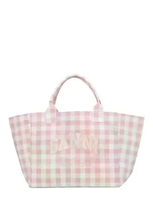 GANNI Checked Tote Bag - Pink