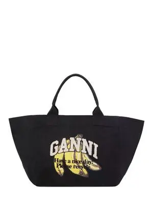 GANNI Canvas Tote Bag - Black