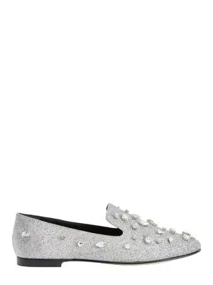 GIUSEPPE ZANOTTI Dalila Bijoux Glitter Loafers - Silver