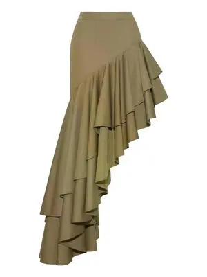 Adam Lippes Asymmetrical Pleated Cotton Skirt - Green