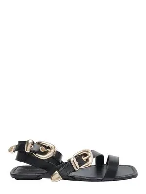 STUART WEITZMAN Leather Flat Sandals - Black