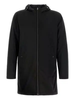 Herno Hooded Long Coat - Black