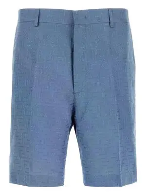 Fendi Linen-blend Shorts - Blue