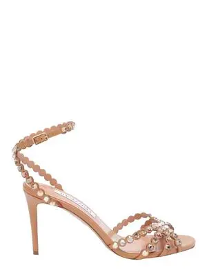 AQUAZZURA 85mm Leather Heeled Sandals - Brown
