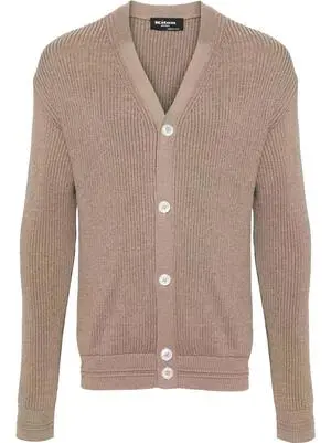 Kiton Ribbed-knit Cardigan - Brown