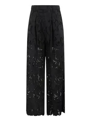 ISABELLE BLANCHE Cotton Wide-leg Trousers - Black