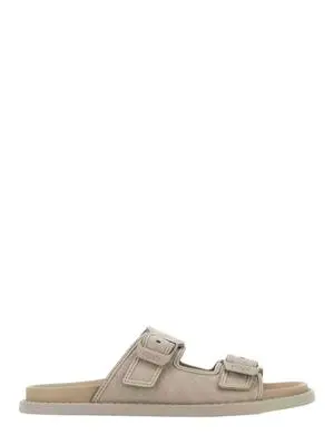 Fendi Leather Flap Sandals - Neutrals